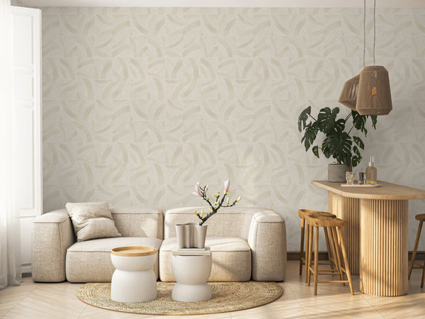 Warm-Toned Cream Patterned Wallpaper, Textured Wallpaper,Natural ...