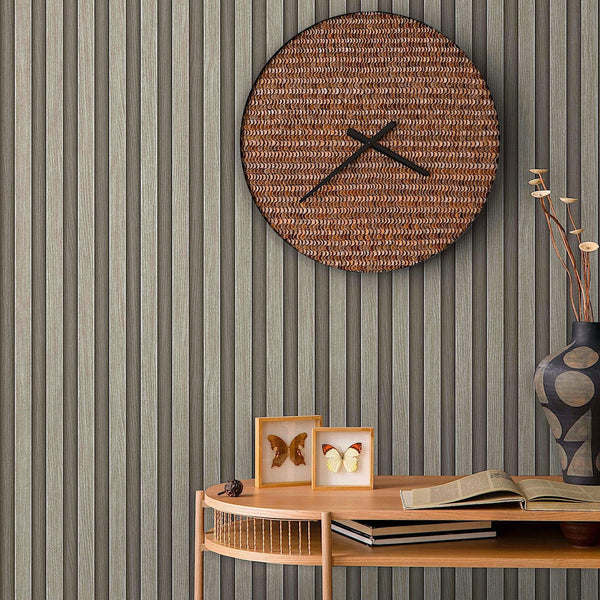 Beige Wood Panel Look Wallpaper, 3D Embossed textured Wooden Pattern W ...