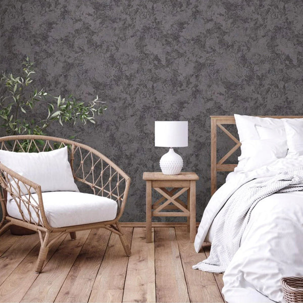 Gray Rustic Abstract Farmhouse Wallpaper, 3D Embossed Weathered Solid ...
