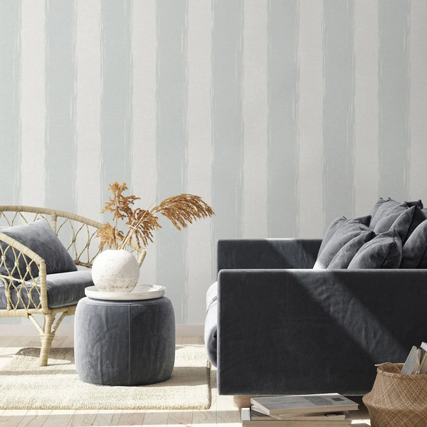 Large Striped Wallpaper, Rich Textured Wallcovering, Traditional, White ...