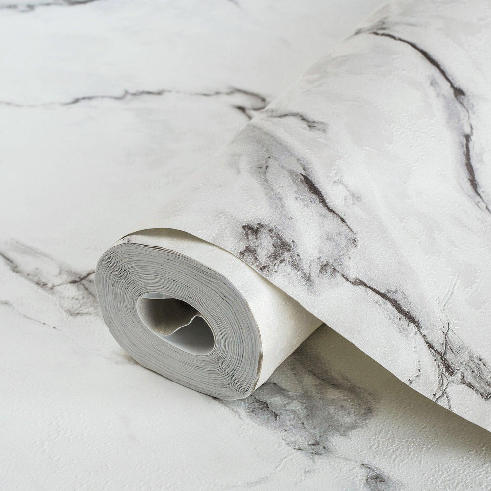 Luxury Marble Pattern Wallpaper, 3D Embossed Textured White, Gray Stone ...