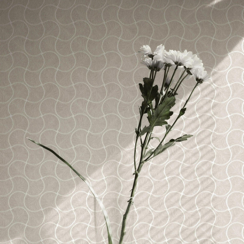 Round Geometric Shapes Deep Embossed Wallpaper, Light Neutral Shiny ...