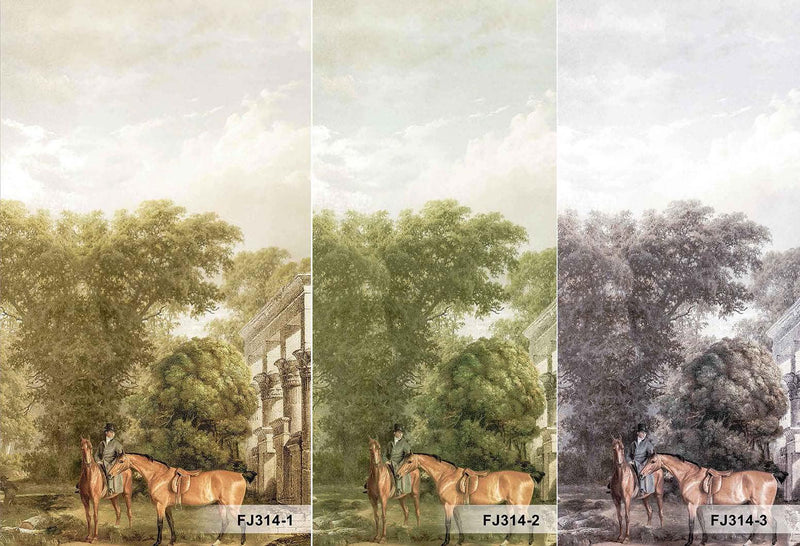 Vintage Scenic Victorian Wall Mural, Large Green Nature Wallpaper, Non ...