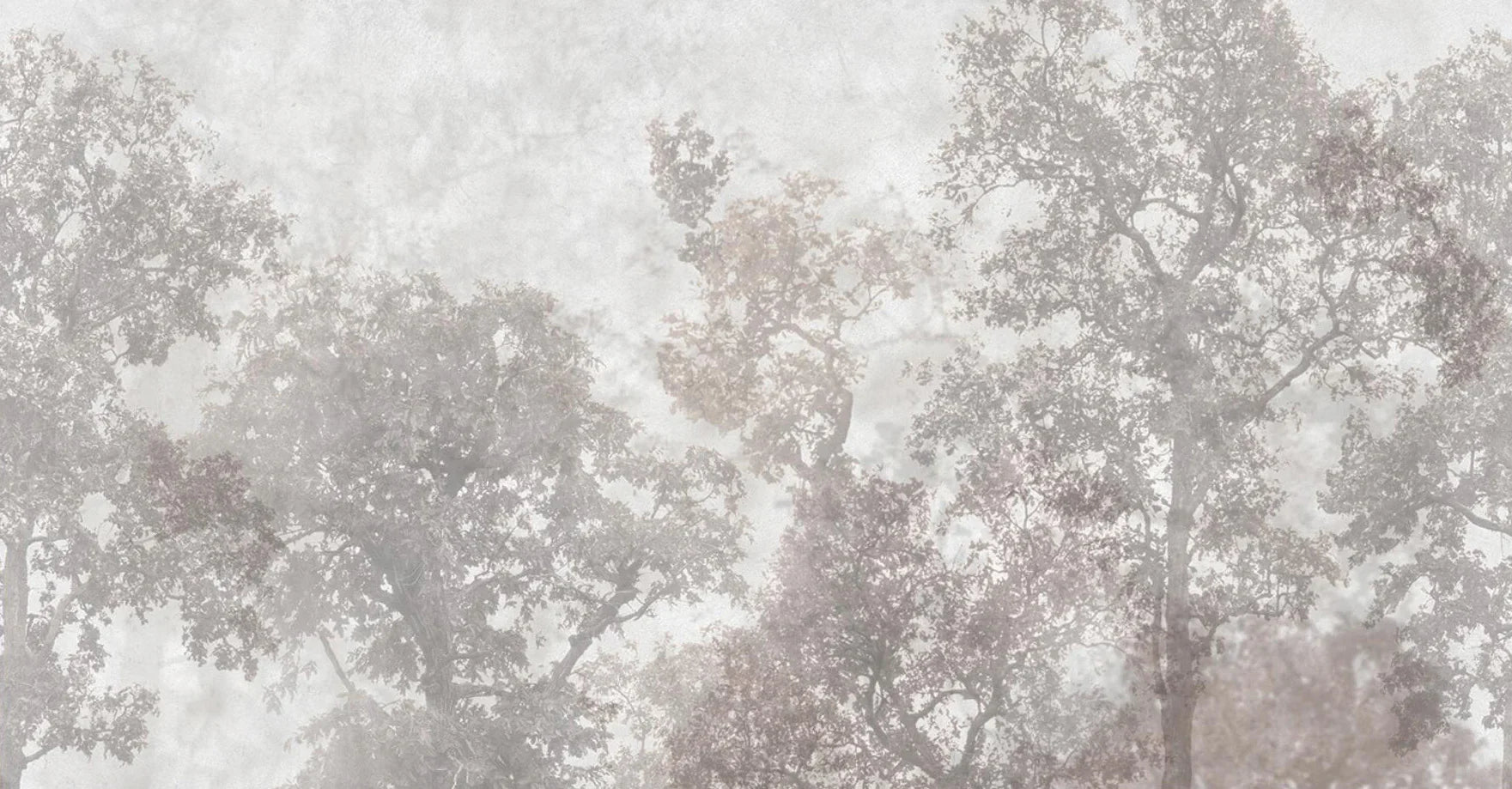 Vintage Trees Scenic Wall Mural, Light Gray Nature Theme Wallpaper ...